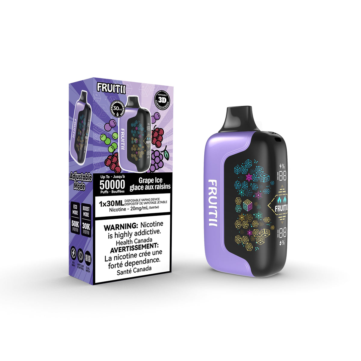 FRUITII 50K - DISPOSABLE - GRAPE ICE – OttawaVape